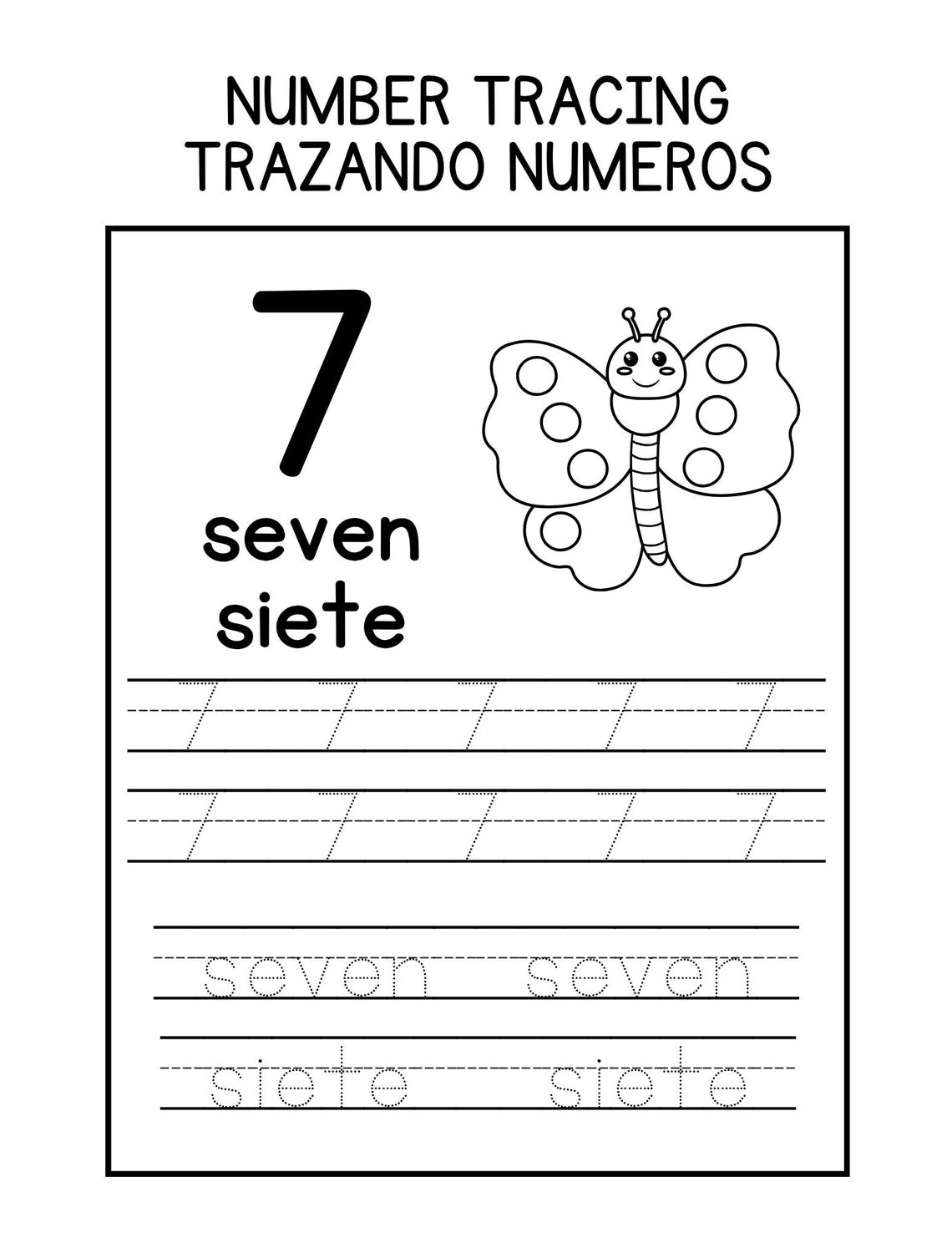 Bilingual Number Tracing Worksheets 1–10 | English & Spanish Printable ...