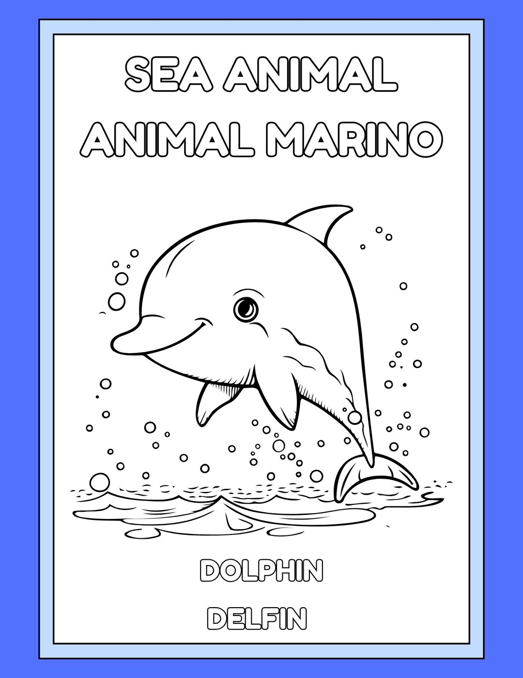 Bilingual Sea Animal Coloring Pages | Printable Spanish & English Ocean ...