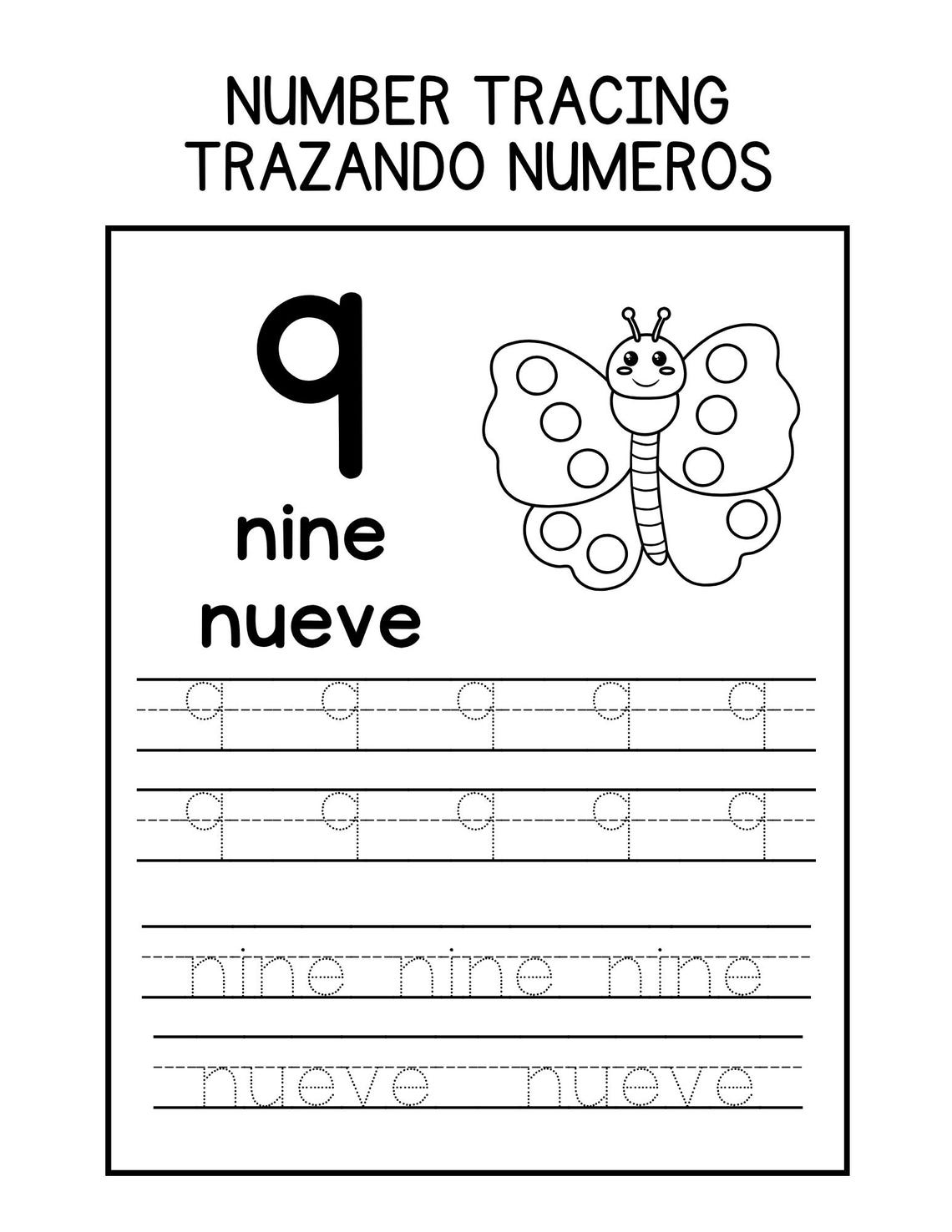 Bilingual Number Tracing Worksheets 1–10 | English & Spanish Printable ...