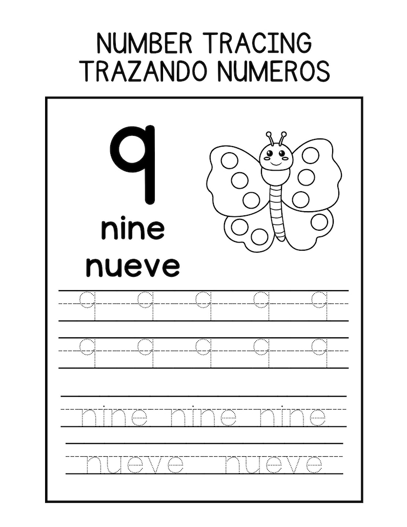 Bilingual Number Tracing Worksheets 1–10 | English & Spanish Printable ...