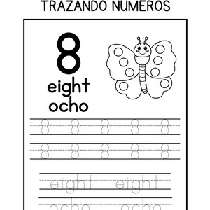 Bilingual Number Tracing Worksheets 1–10 | English & Spanish Printable ...