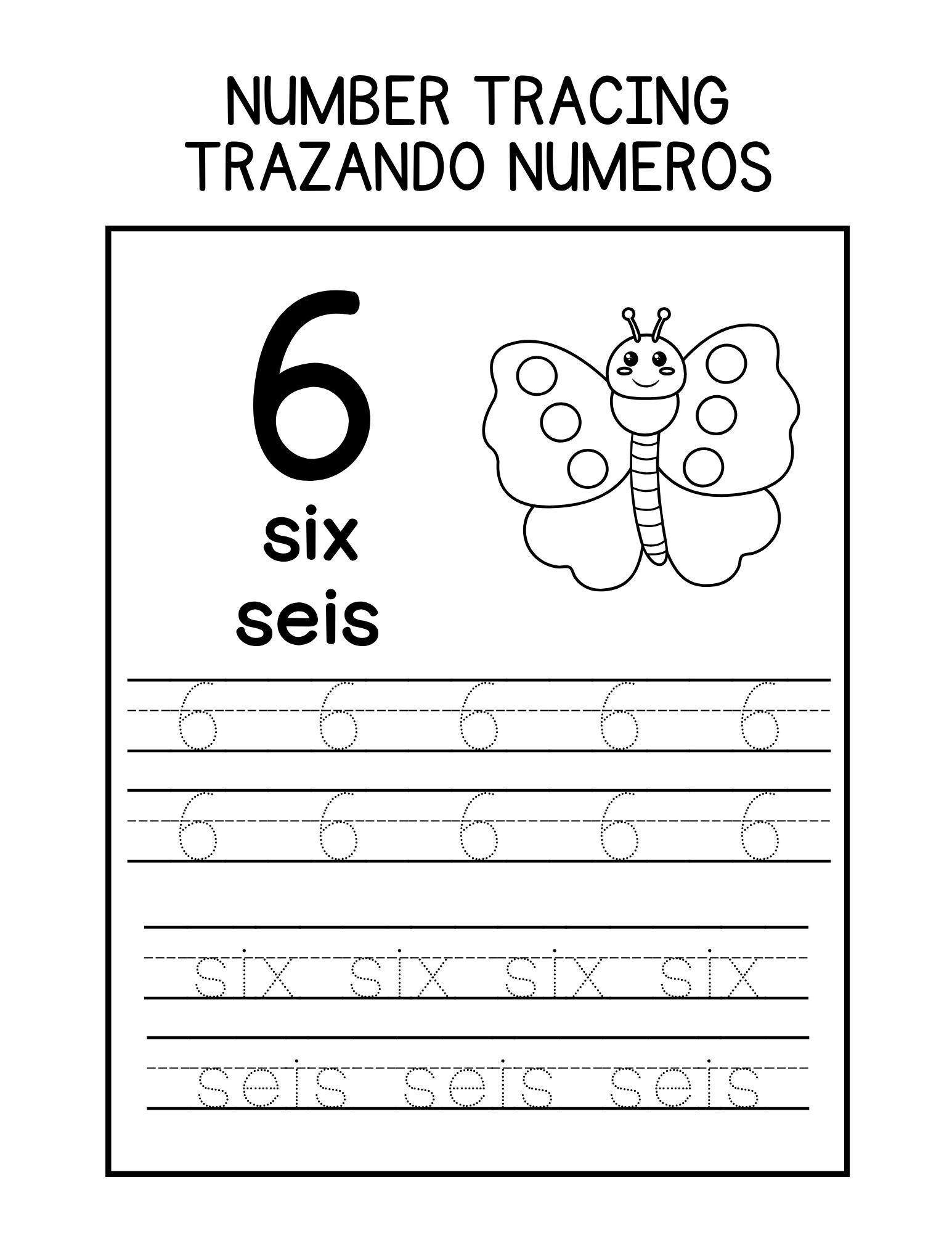 Bilingual Number Tracing Worksheets 1–10 | English & Spanish Printable ...