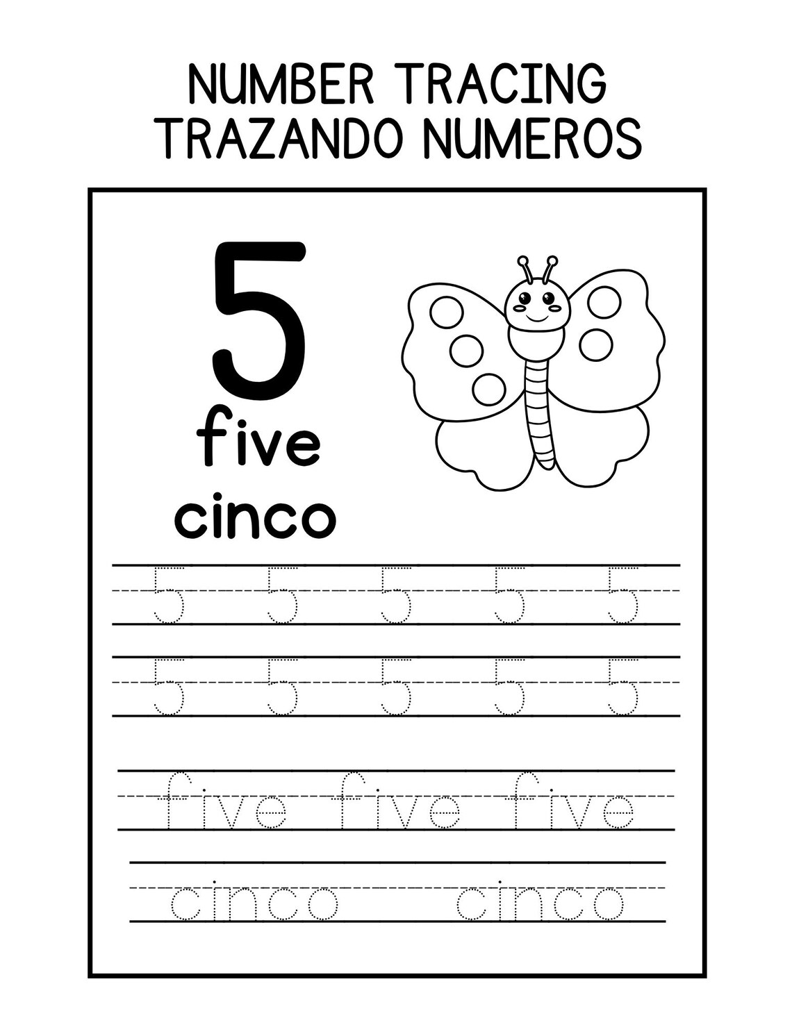 Bilingual Number Tracing Worksheets 1–10 | English & Spanish Printable ...