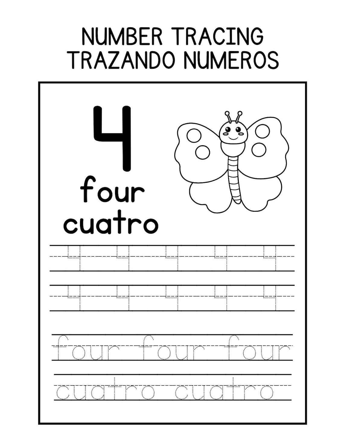 Bilingual Number Tracing Worksheets 1–10 | English & Spanish Printable ...