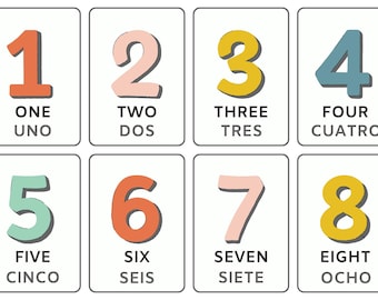 Printable Bilingual Number Flashcards | Mini Counting Cards | Number 1 ...