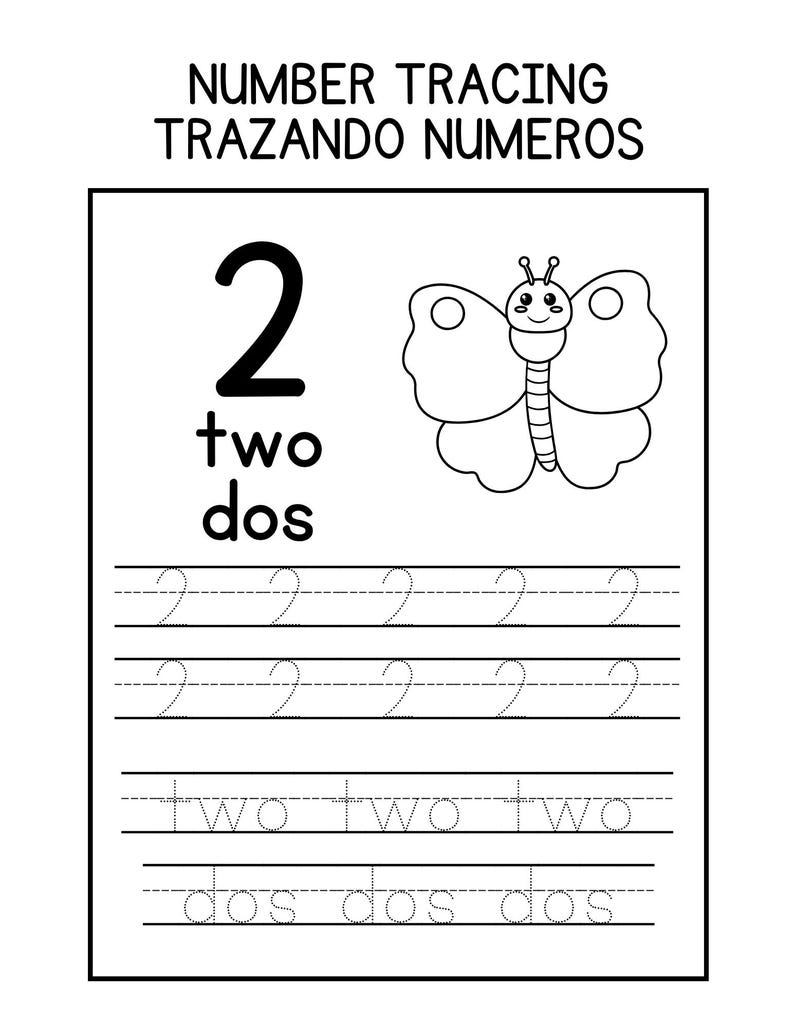 Bilingual Number Tracing Worksheets 1–10 | English & Spanish Printable ...