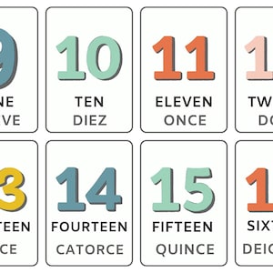 Bilingual Number Flashcards 1–20 | English Spanish Numbers | Printable ...