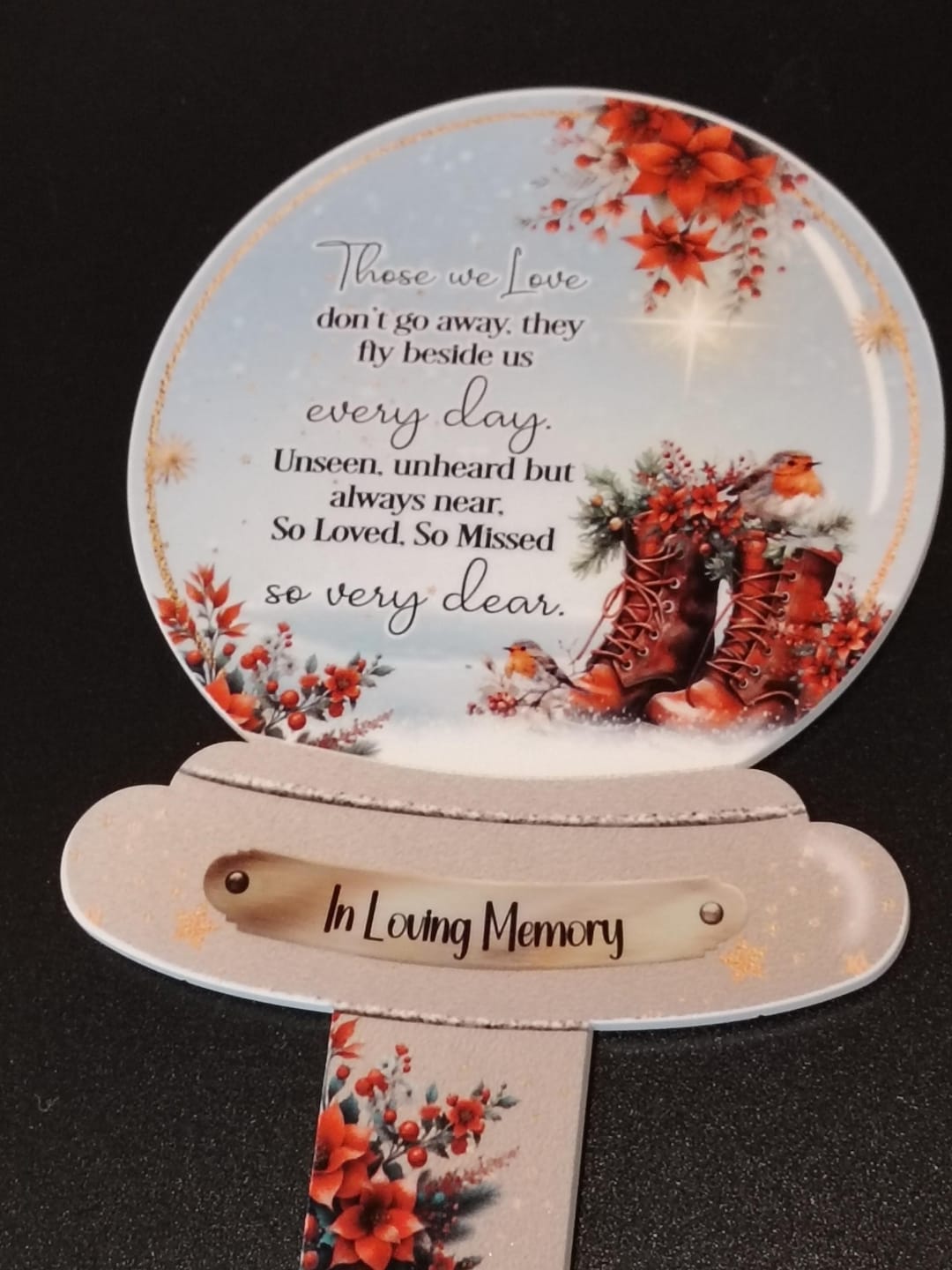 In Loving Memory Grave Marker/stake. With a Beautiful Ponisetta Design ...
