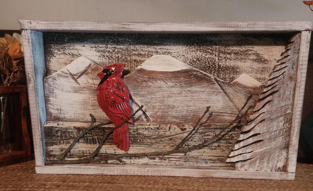 Winter Cardinal Landscape Art - Etsy