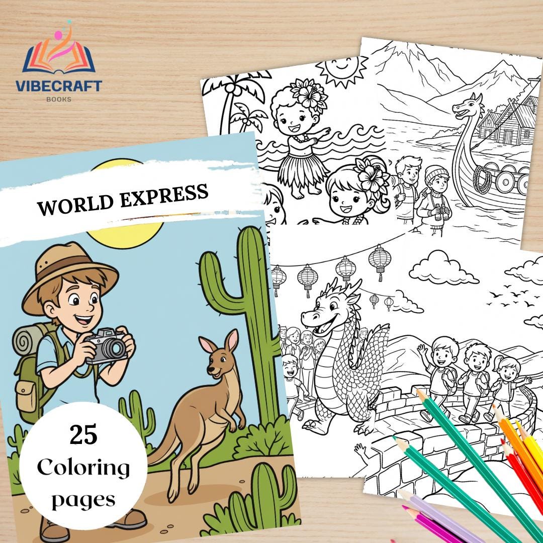 Around the World Coloring Pages, Kids Travel Coloring Book, Printable ...