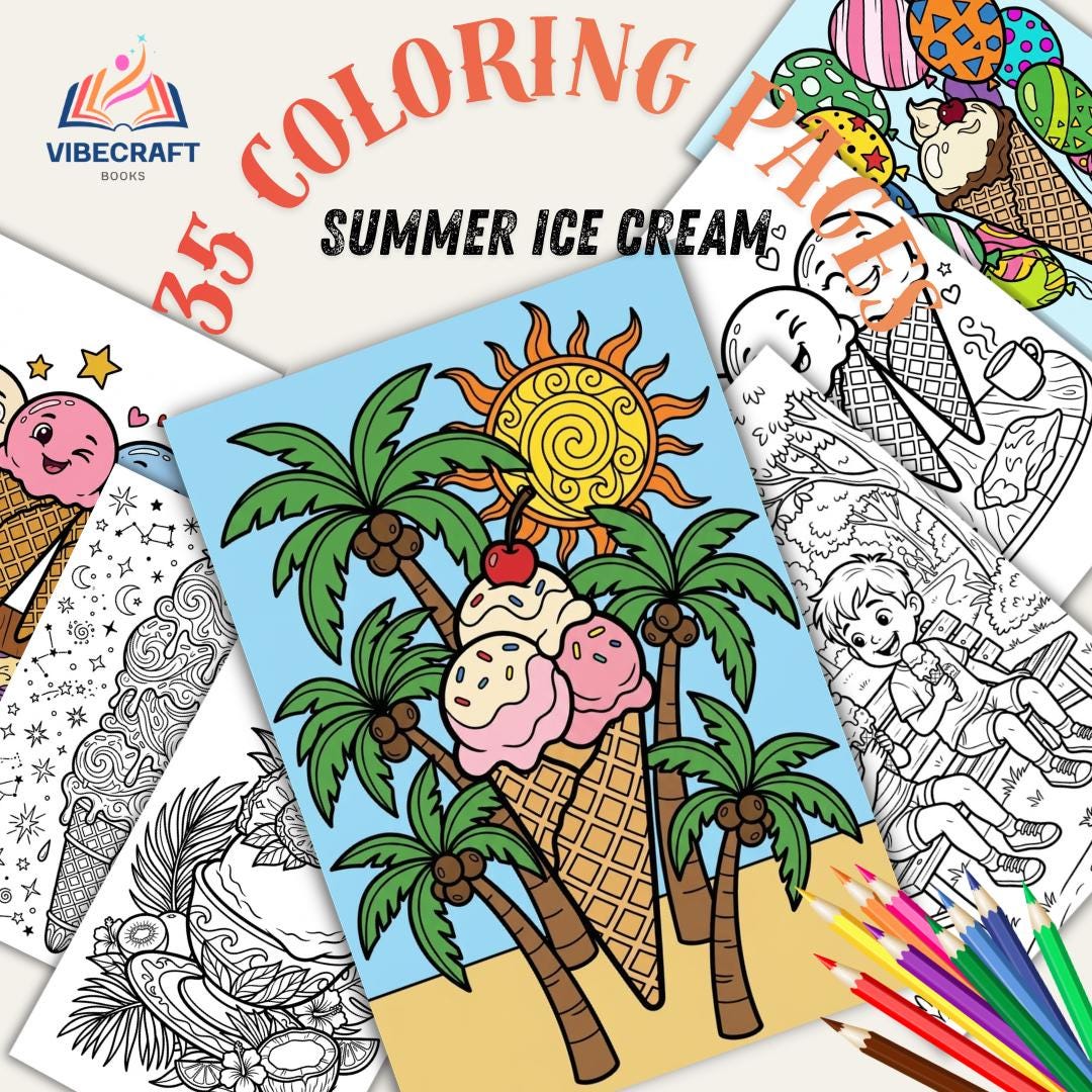 Summer Ice Cream Coloring Book for Kids | Fun Dessert Coloring Pages ...