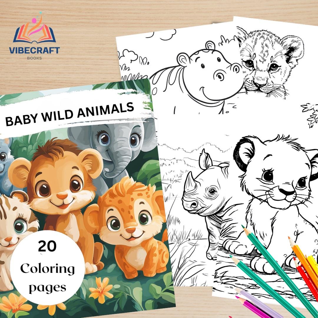 Baby Wild Animals Coloring Page, Wild Animals Adults and Kids Coloring ...
