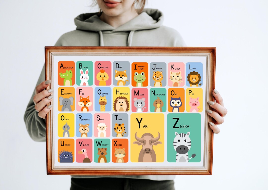 Animal Alphabet Chart: ABC Educational Nursery Poster (digital Download ...