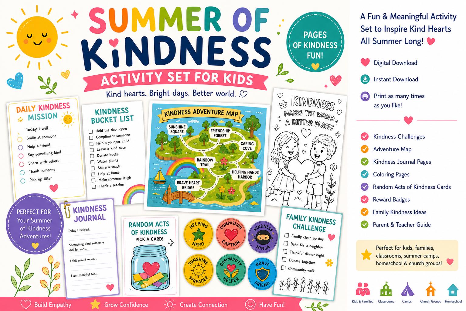 Summer Kindness Activity Set for Kids | Screen-free SEL Printables ...
