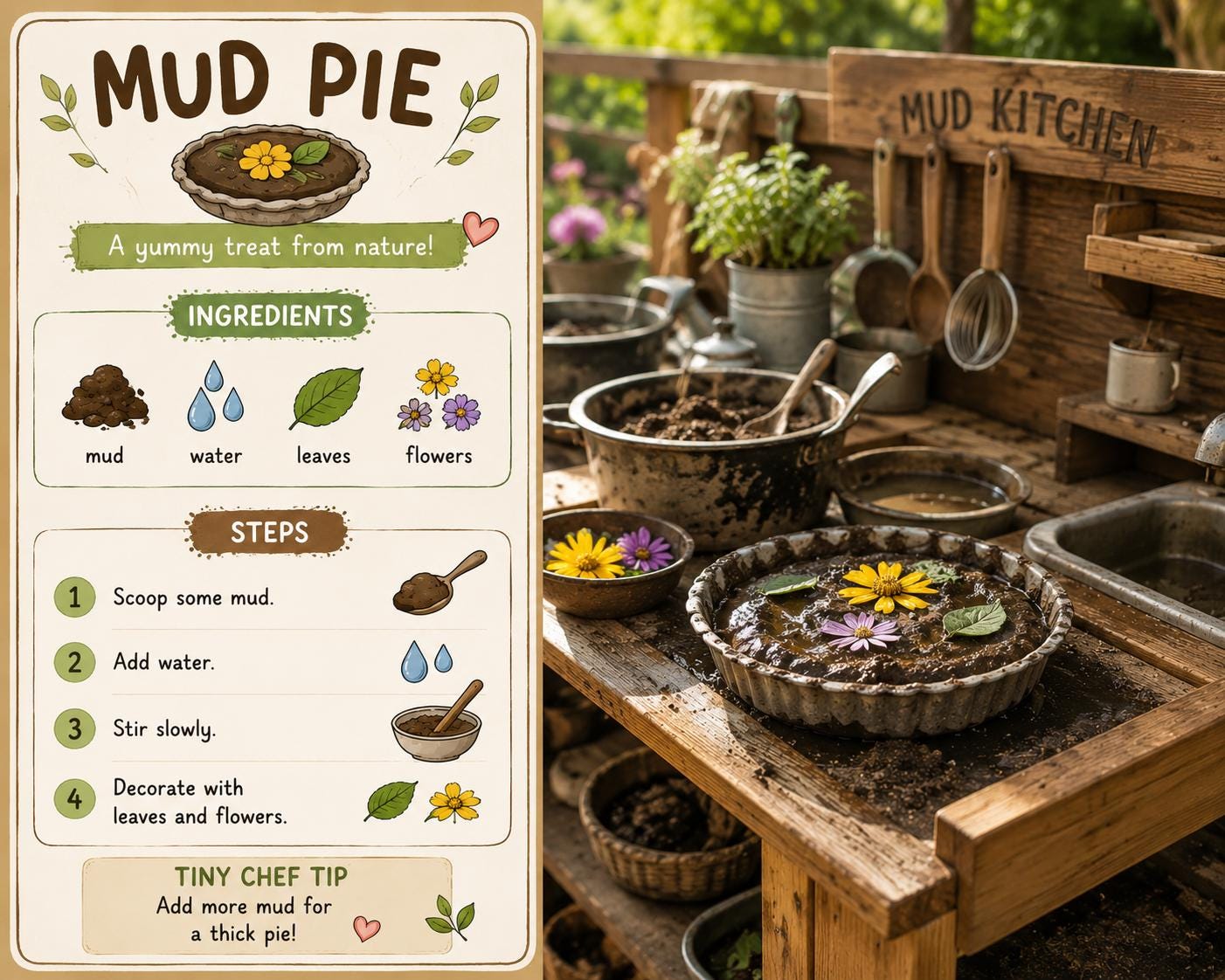 Mud Kitchen Recipe Cards for Preschoolers | Nature Play Sensory ...