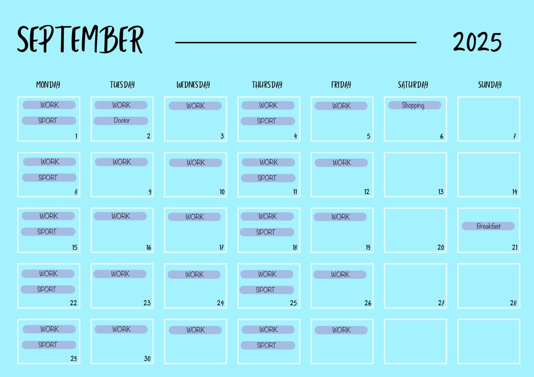 Downloadable Template to Print or Complete - Monthly Calendar From ...