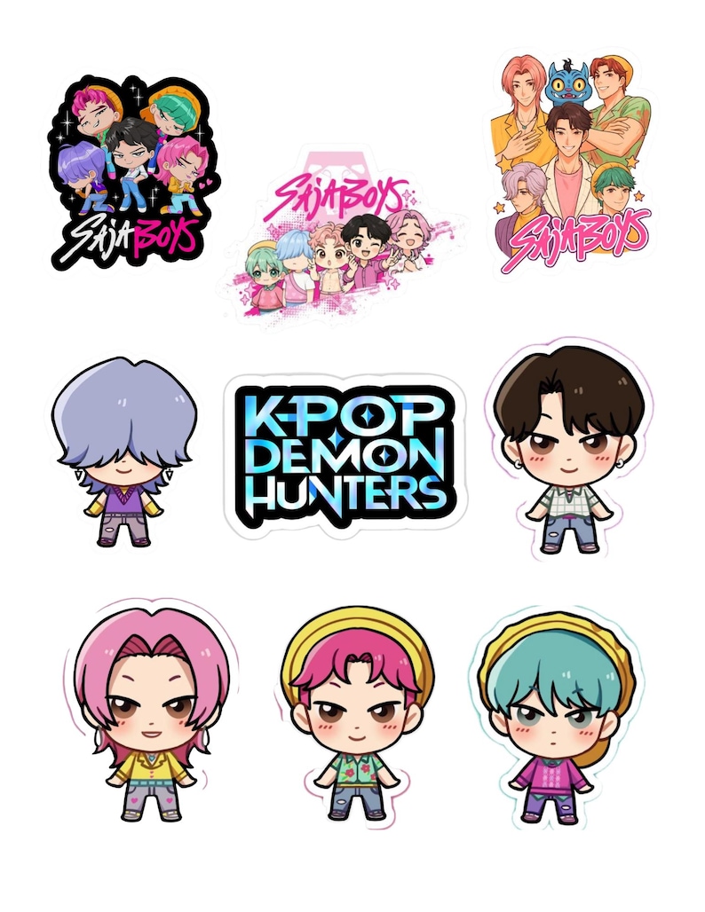 Kpop Demon Hunters Saja Boys Stickers | Chibi Printable Clipart | Cute Kawaii Digital Stickers ...