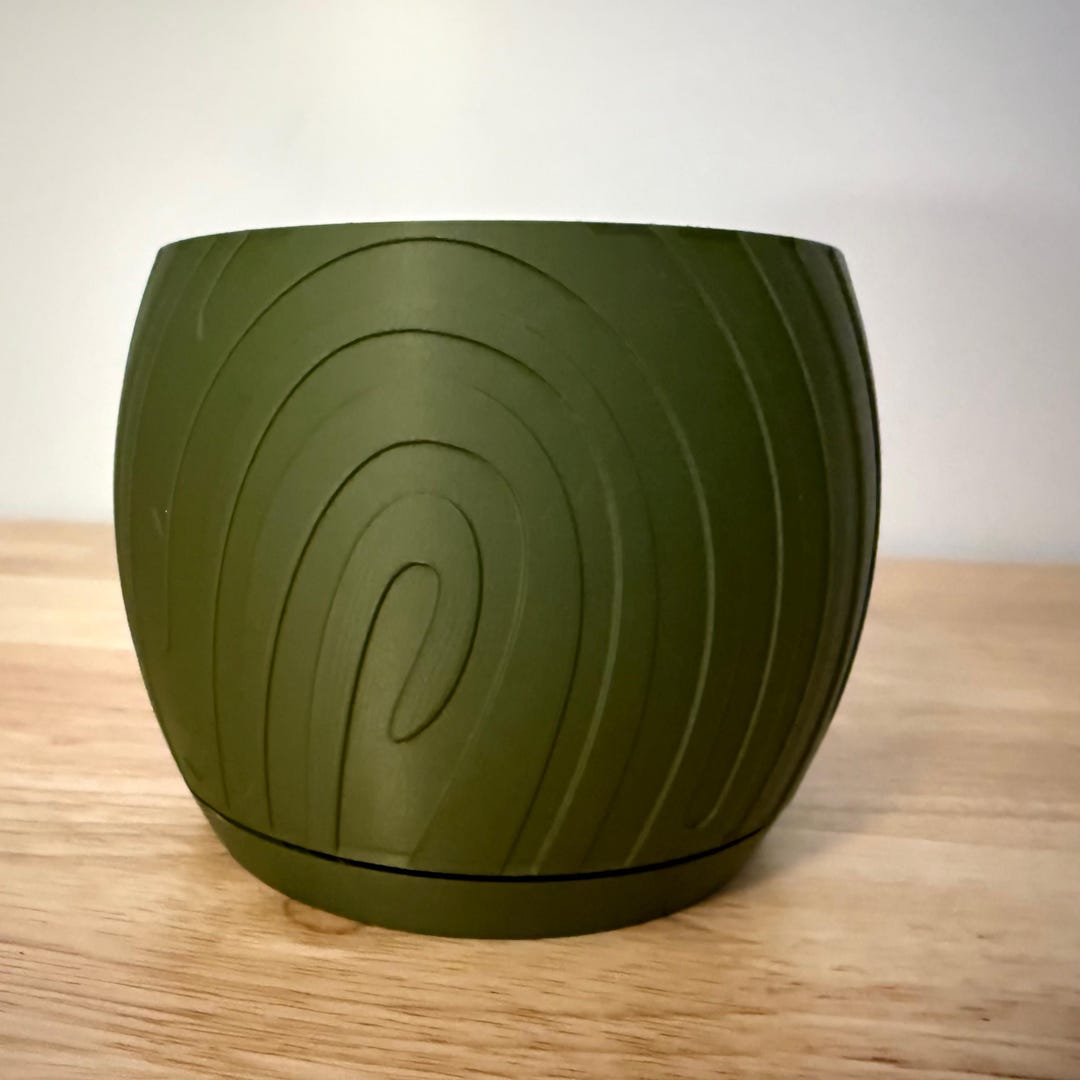 3D Printed "loop" Indoor Planter With Tray: Fingerprint Embossed Indoor ...