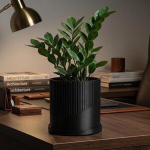 3D Printed "marie" Planter Pot With Tray: Round Modern Indoor Plant Pot ...