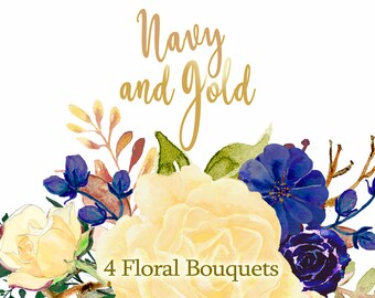 Navy Gold Bouquet - Etsy