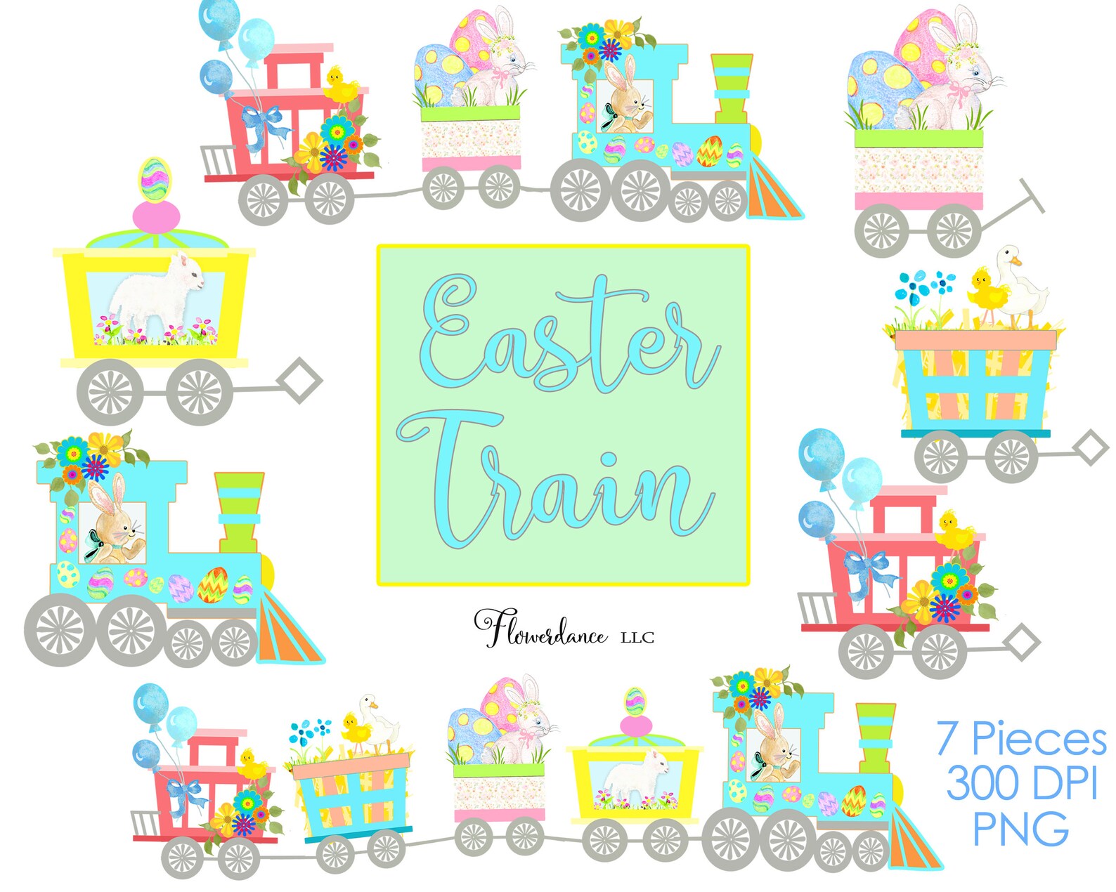Easter Train PNG Watercolor Clipart Sublimation Designs - Etsy