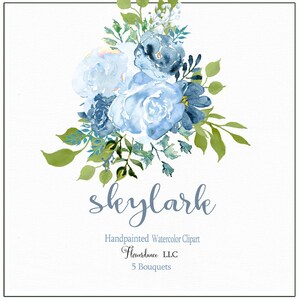 Sky Blue Watercolor Clipart Bouquet Arrangements Sapphire - Etsy