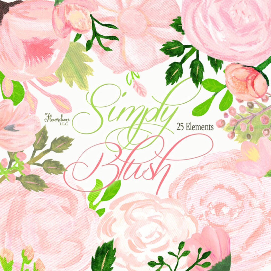 Watercolor Peony Clipart, Roses Pink, Blush, Pastel Floral Flowers ...
