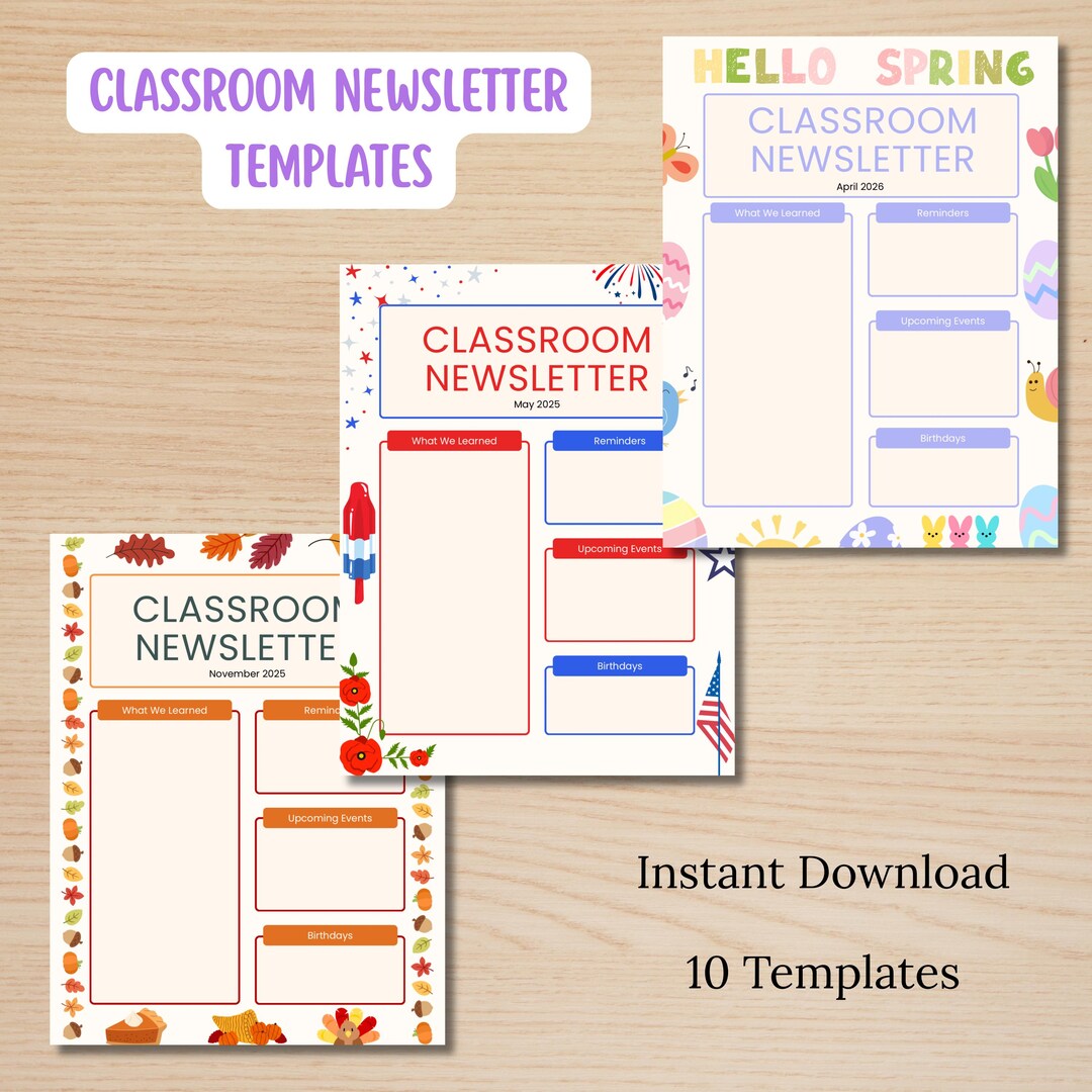 Classroom Newsletter Templates | Monthly Classroom Newsletter ...