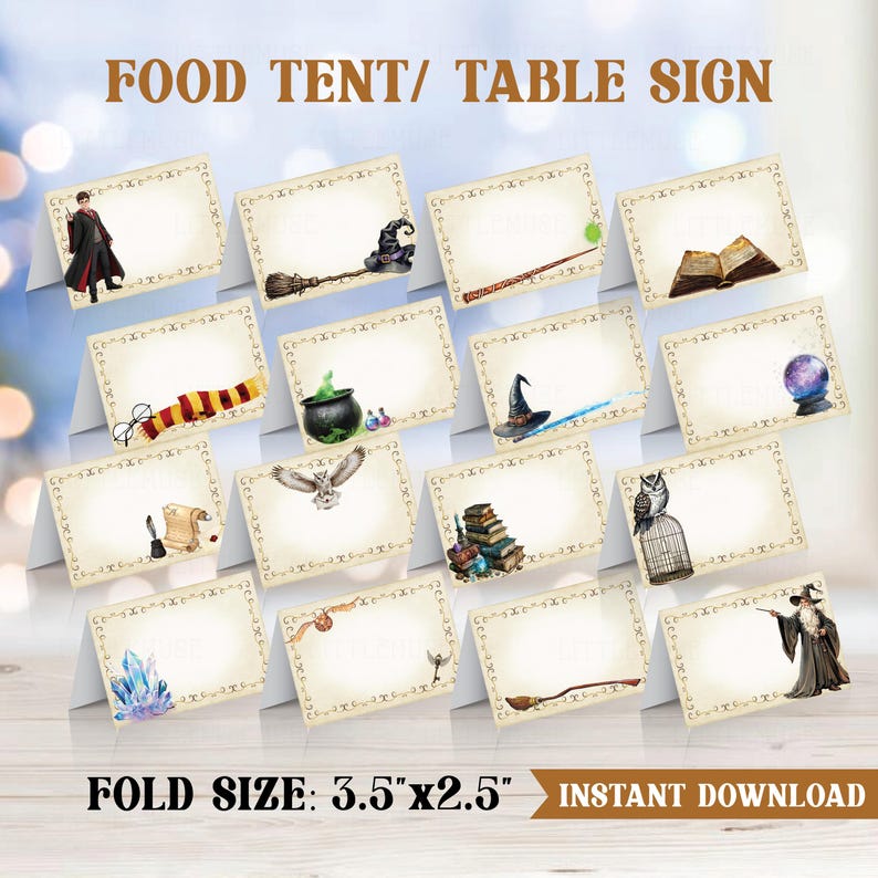 Wizard Food Tent Labels, Magic School Party Table Signs, Name Tags ...