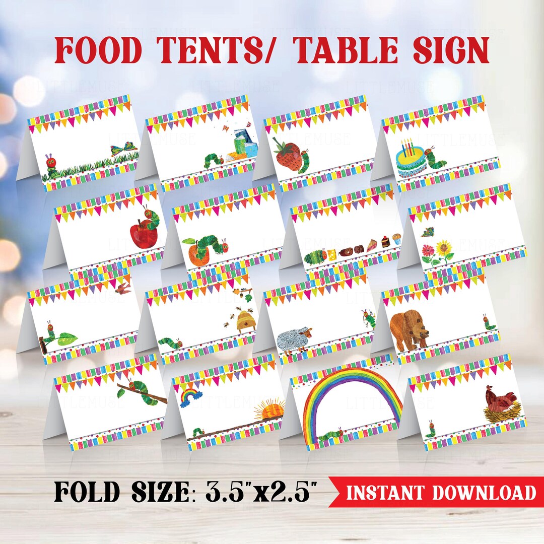 Digital Hungry Caterpillar Labels, Food Tent, Table Name Card - Instant ...