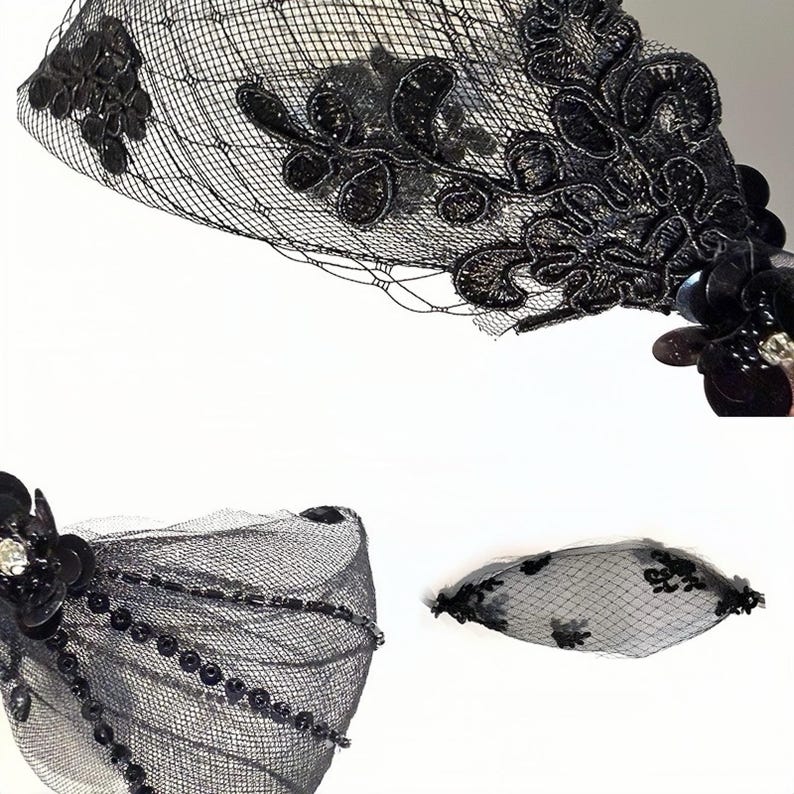 Minimal Black Birdcage Eye Veil, Vintage Net Face Veil for Elegant ...