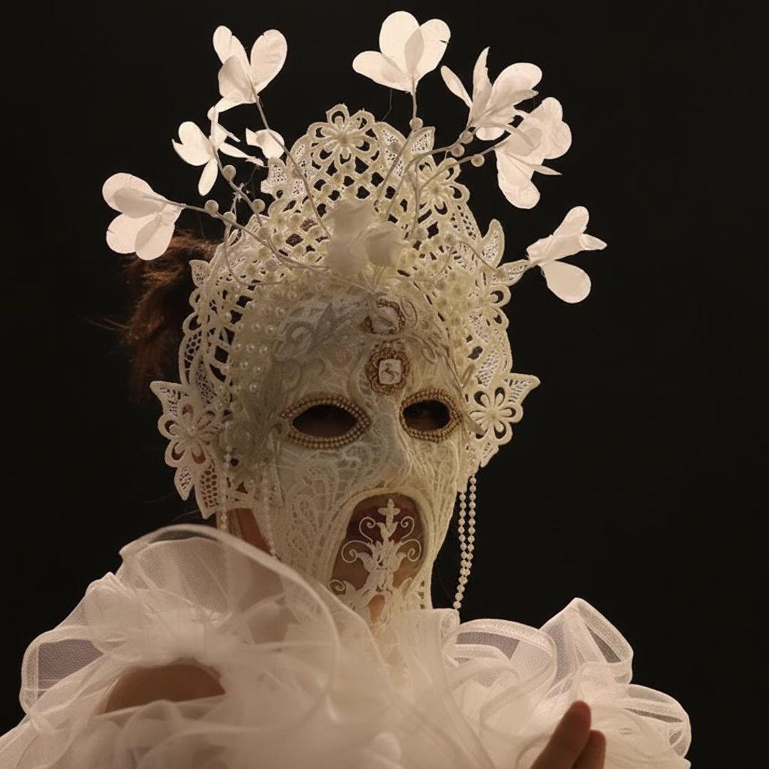 Venetian Masquerade Mask, Surrealist Floral Art Mask, Ethereal Bridal ...