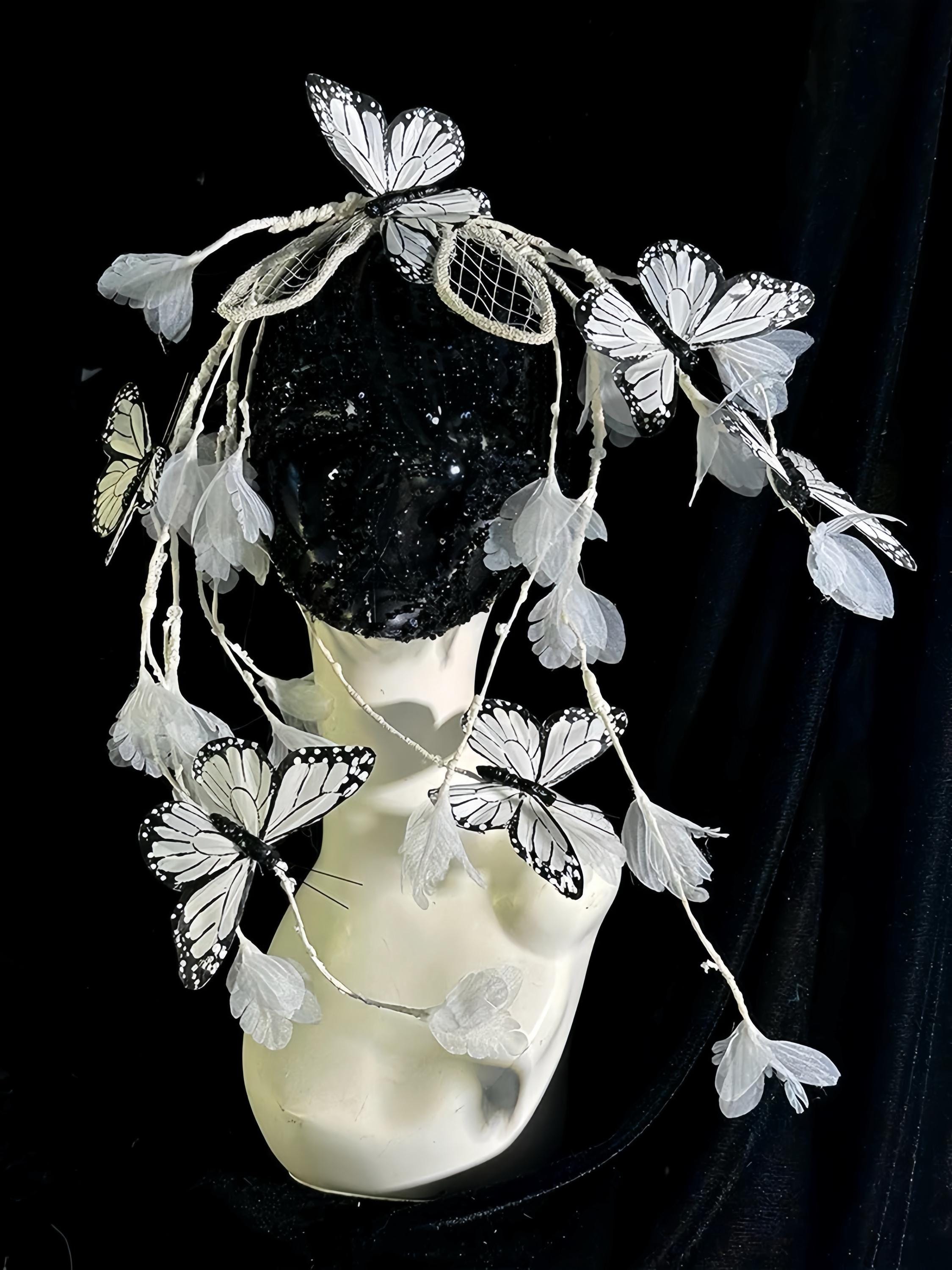 Black Beaded Masquerade Mask, Gothic Avant-garde Face Jewelry ...
