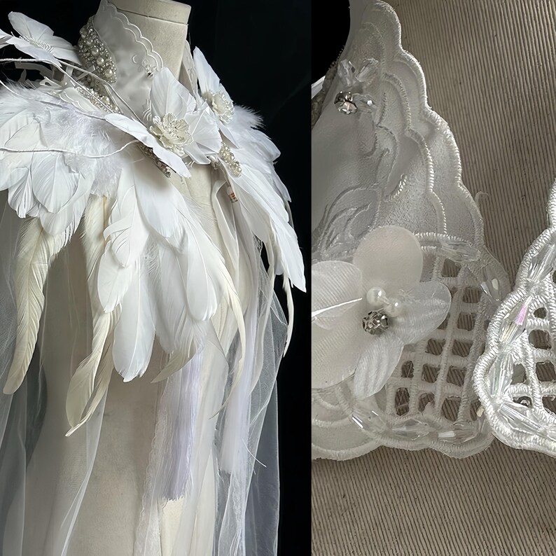 White Feather Shoulder Cape: Pagan Ritual Costume, Festival Wear ...