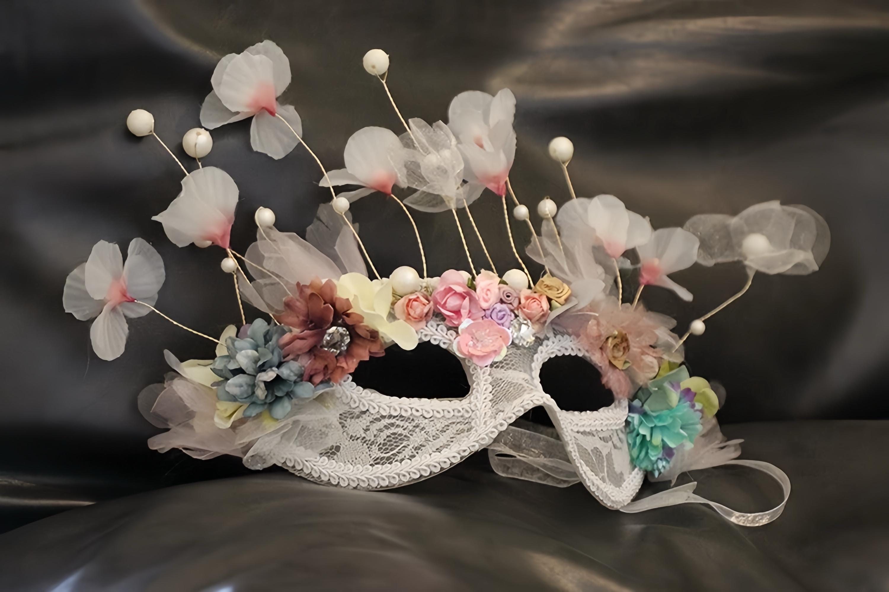 Floral Bridal Mask, Ivory Couture Masquerade Face Accessory for ...
