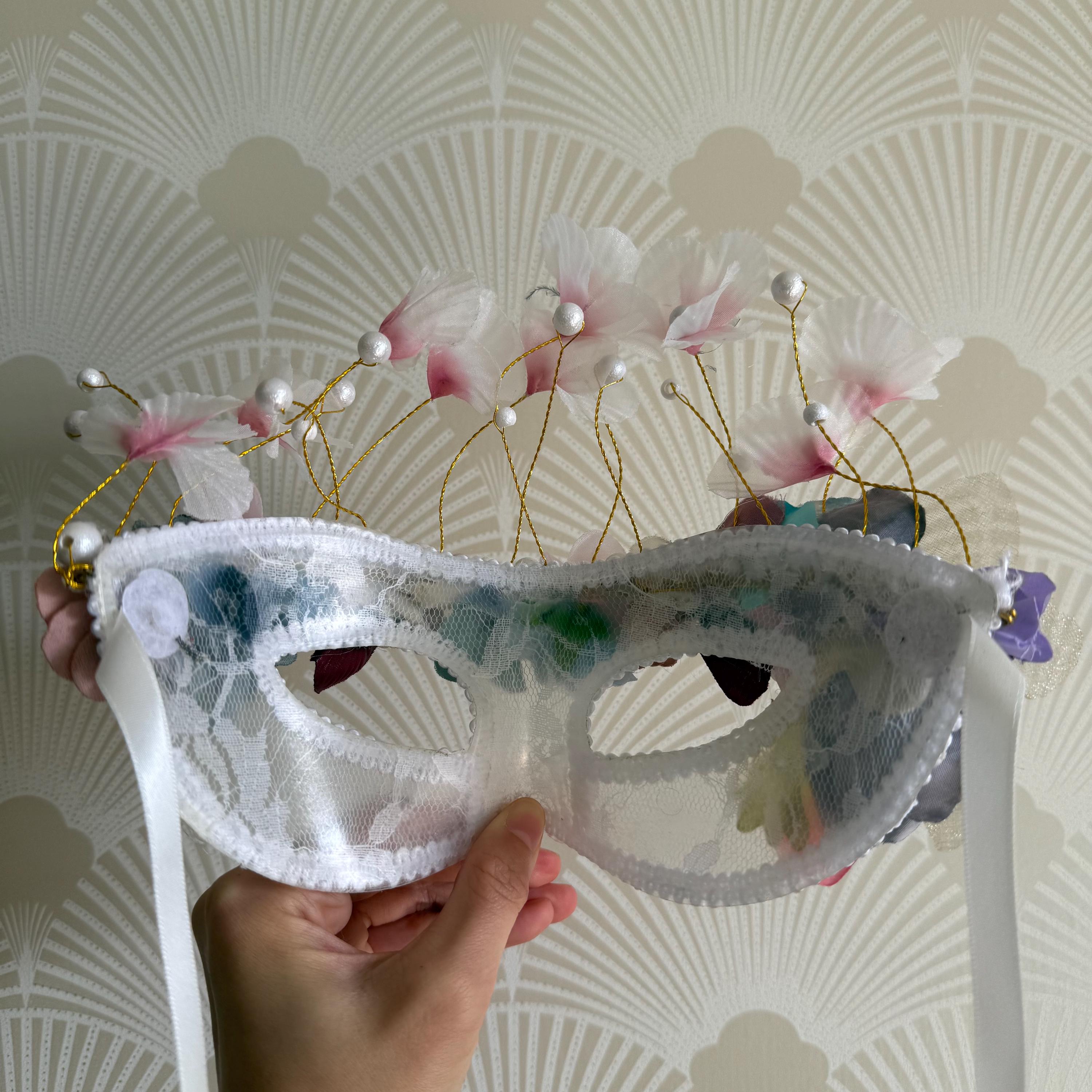 Floral Bridal Mask, Ivory Couture Masquerade Face Accessory for ...