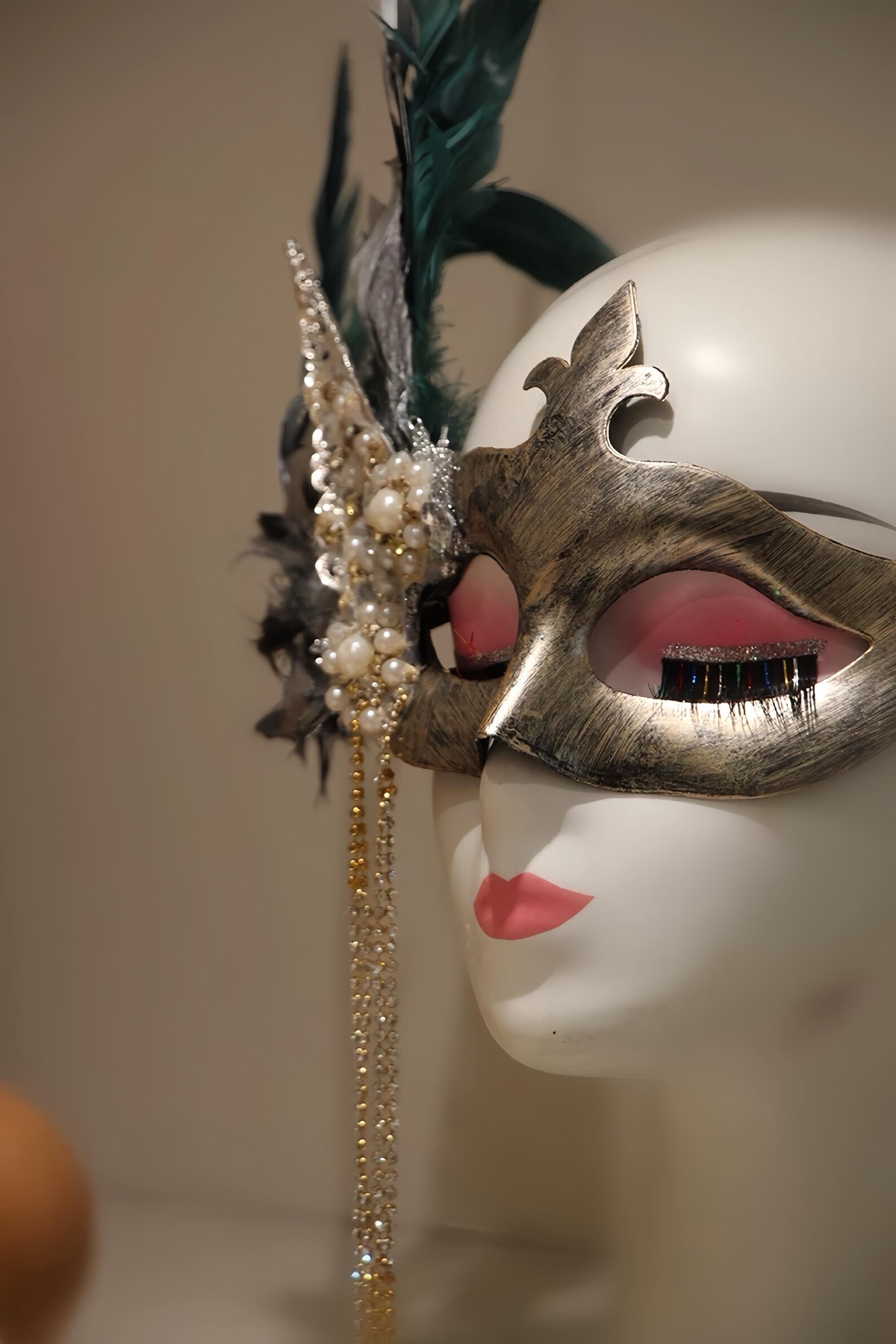 Venetian Butterfly Masquerade Mask, Filigree Eye Mask With Feathers ...