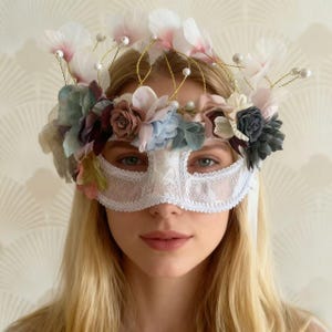 Floral Bridal Mask, Ivory Couture Masquerade Face Accessory for ...