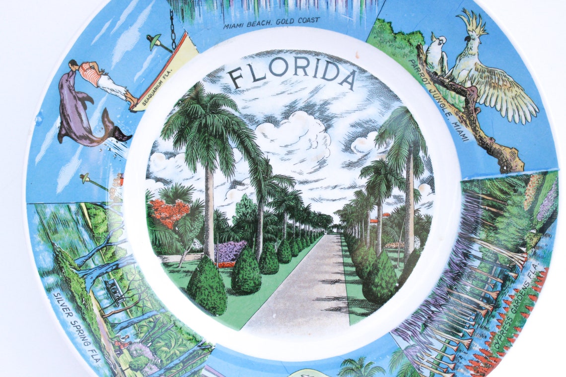 Vintage Florida Plate Vintage Miami Plate Florida Souvenir | Etsy