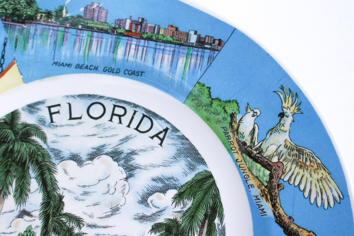 Vintage Florida Plate Vintage Miami Plate Florida Souvenir - Etsy