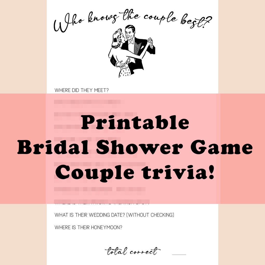 Who Knows the Couple Best Bridal Shower Game, Printable Bridal Shower ...