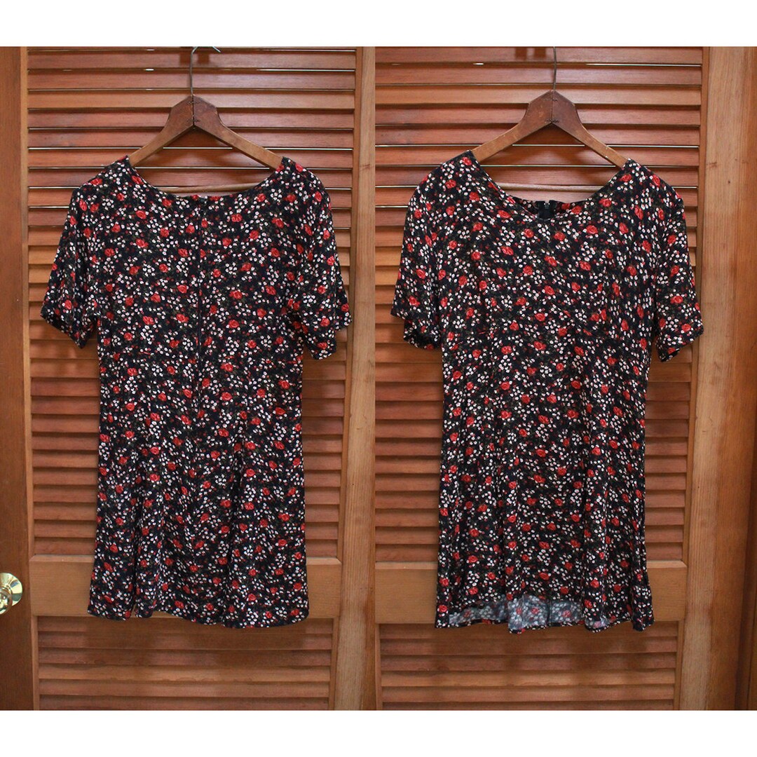 Vintage 1990s Babydoll Mini Dress, 90s Soft Grunge Dress, 90s Floral ...