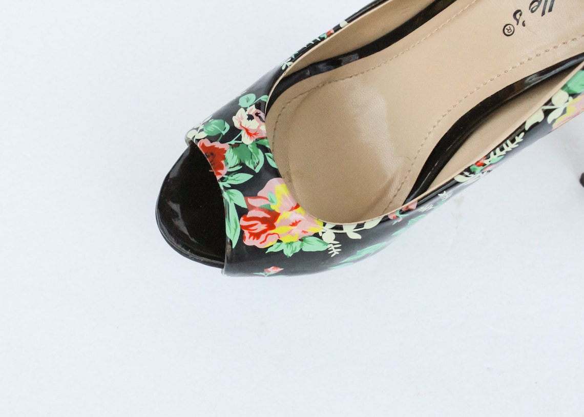 Black Floral Heels Floral Pumps Flower Heels Womens Shoes - Etsy