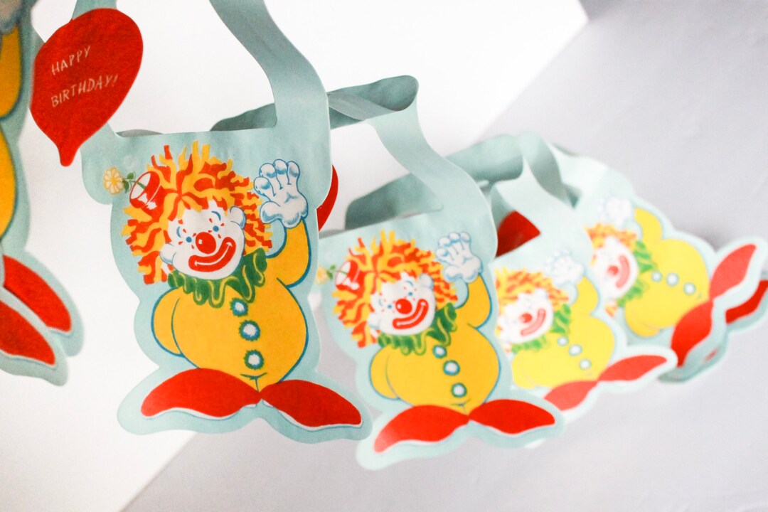 Vintage Birthday Decoration, Vintage Party Streamer, Vintage Clown ...