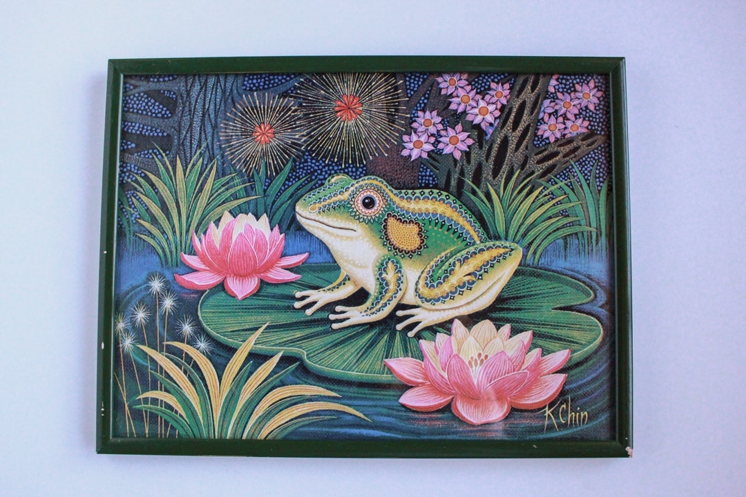 Vintage Framed Frog Print, Vintage Frog Print Framed, 1970s Art, 1970s ...