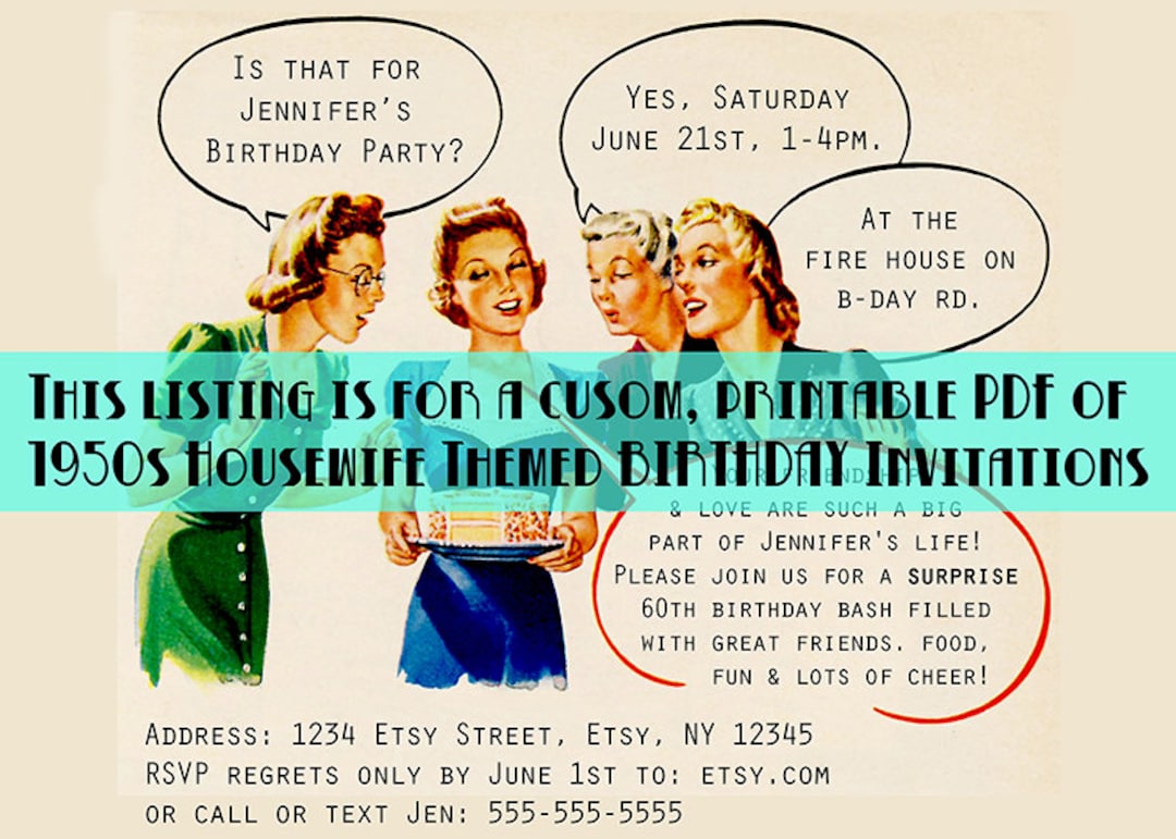 1950s Party Invitations, 1950s Birthday, Printable Party Invitations ...