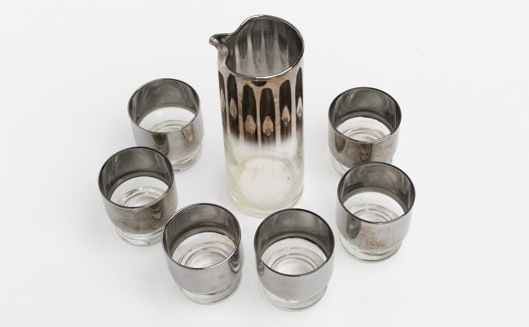 Vintage Silver Barware Set, Vintage Silver Glasses, Silver Fade Glasses ...
