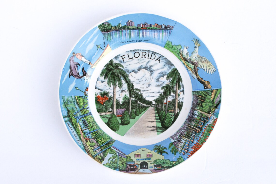 Vintage Florida Plate Vintage Miami Plate Florida Souvenir | Etsy