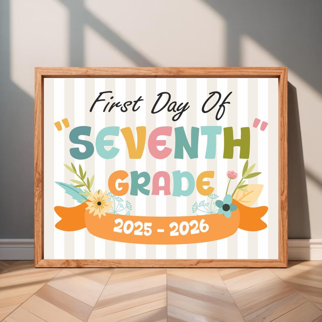 First Day of 7th Grade Sign: 2025-2026 School Photo Prop (digital ...