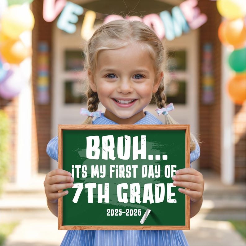 First Day of Seventh Grade Sign, Printable Back to School Poster, 2025 ...